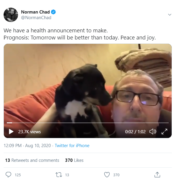 Norman Chad announces COVID-19 diagnosis